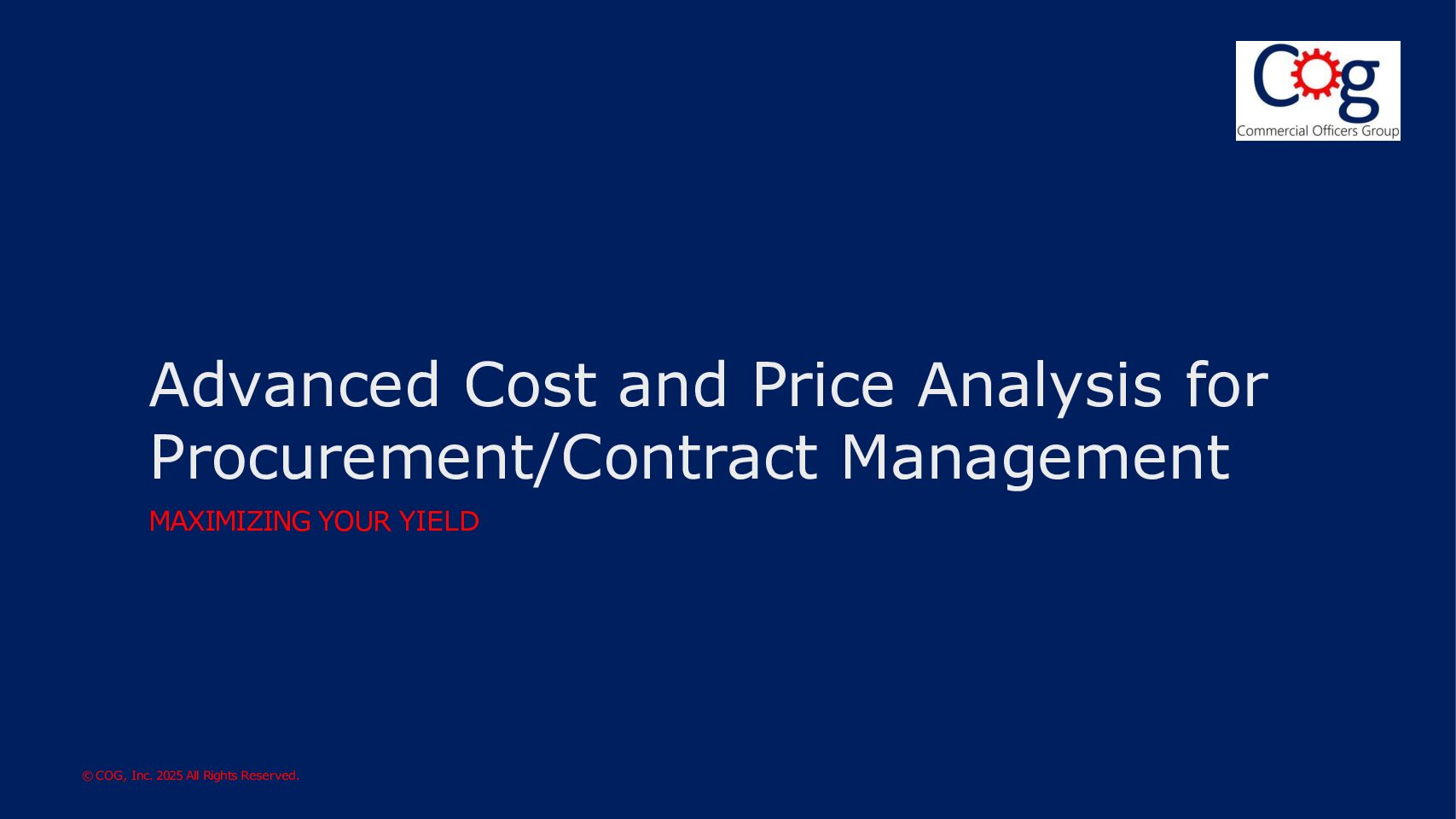Advanced Cost and Price Analysis | Commercial Officers Group
